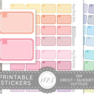Printable Half Box Stickers, Multicolor Half Box Planner Stickers ...
