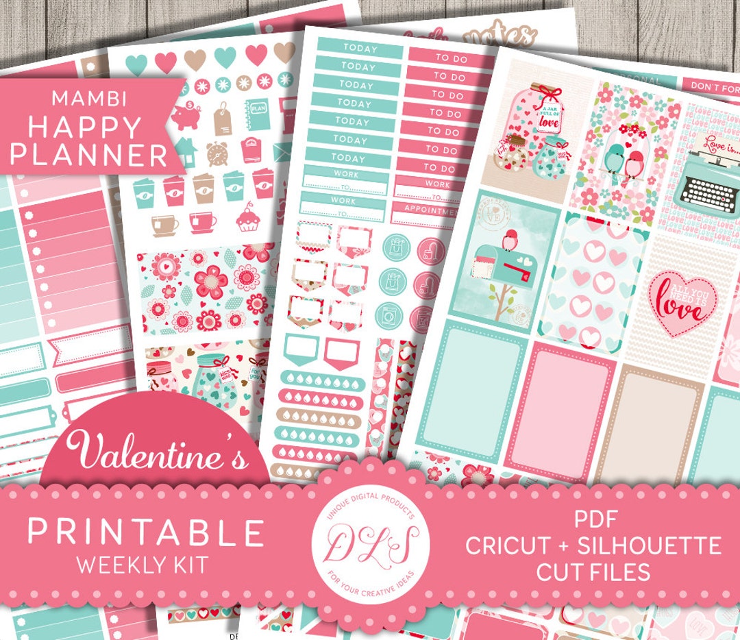 Happy Planner February, Weekly Planner Kit, Valentine's Day Stickers ...