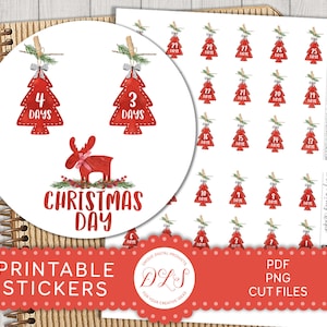 CHRISTMAS COUNTDOWN Planner Stickers, Christmas Scrapbook Stickers ...