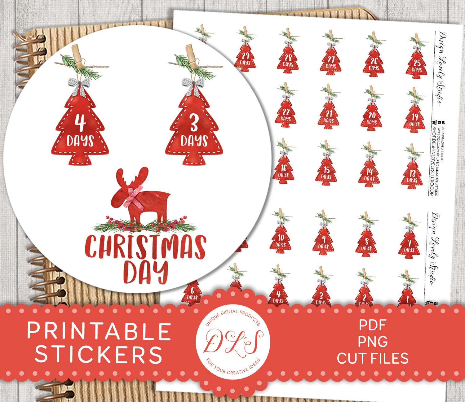 CHRISTMAS COUNTDOWN Planner Stickers Christmas Scrapbook | Etsy