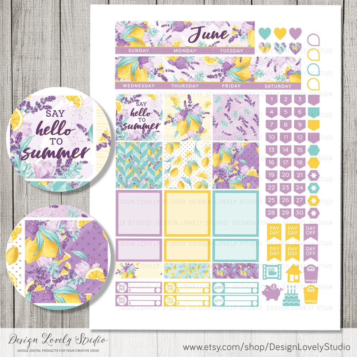 Happy Planner June Monthly Kit, June Happy Planner Printable Stickers ...