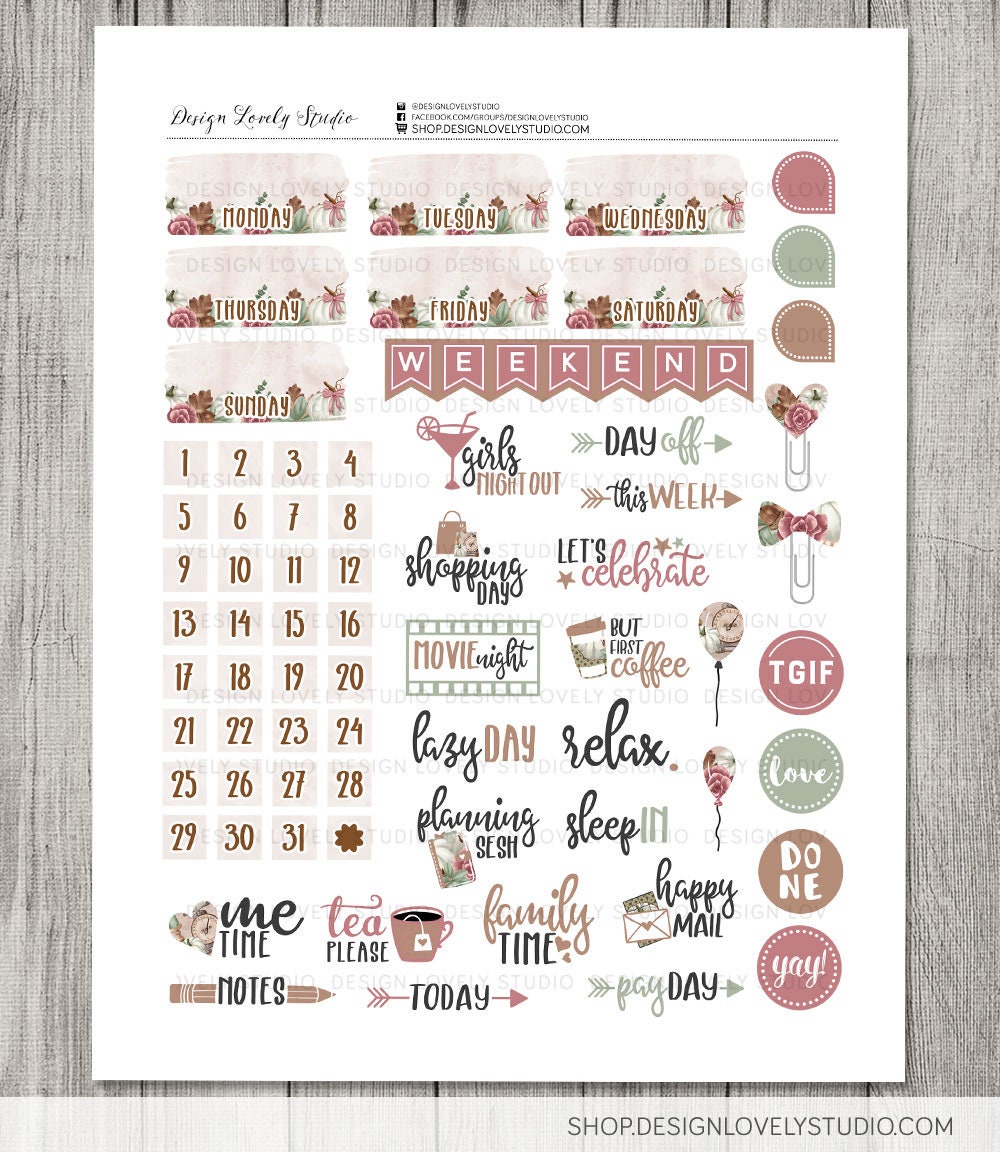 Big Happy Planner Thanksgiving Stickers Kit Printable | Etsy