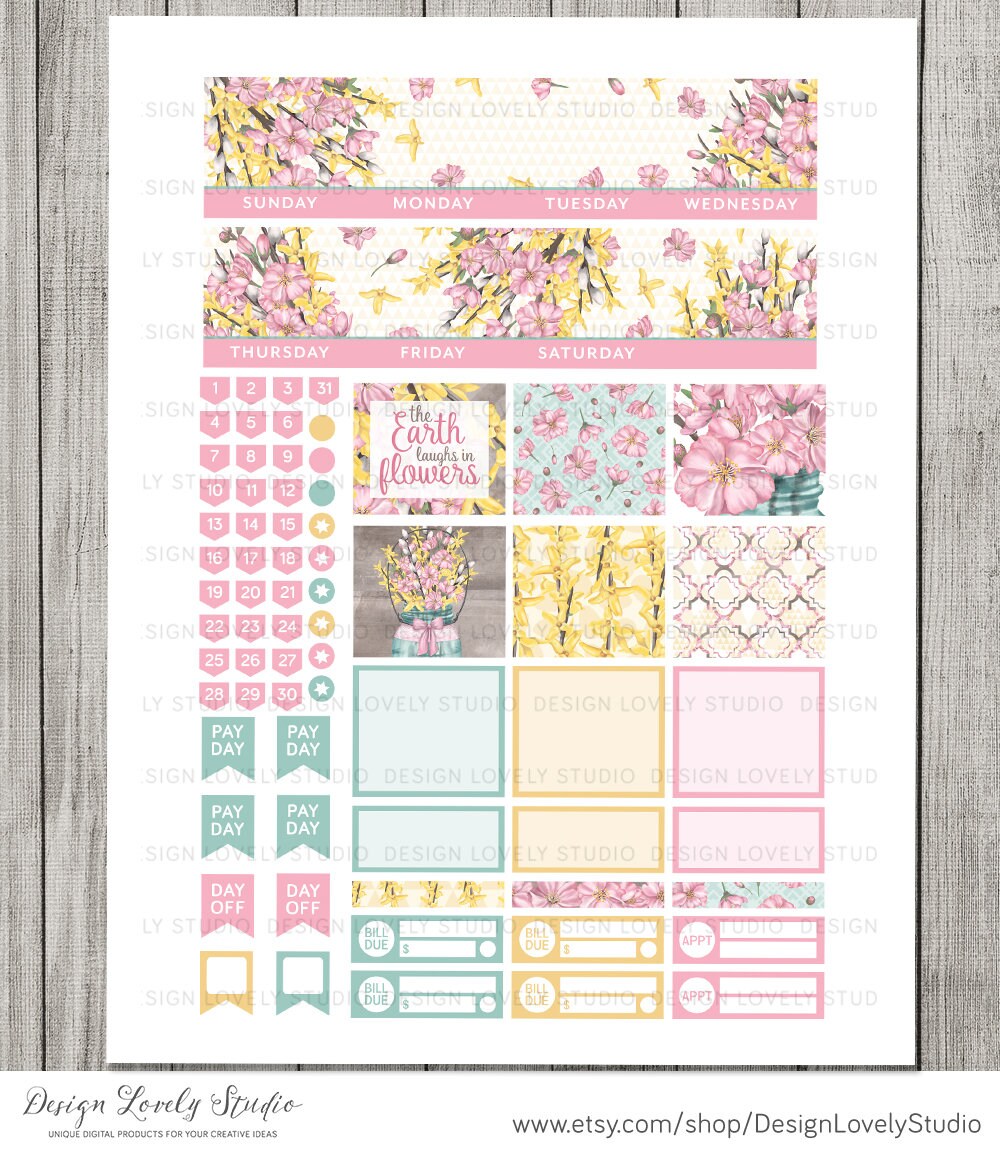 Monthly Planner Stickers Kit Spring Monthly Planner Stickers | Etsy