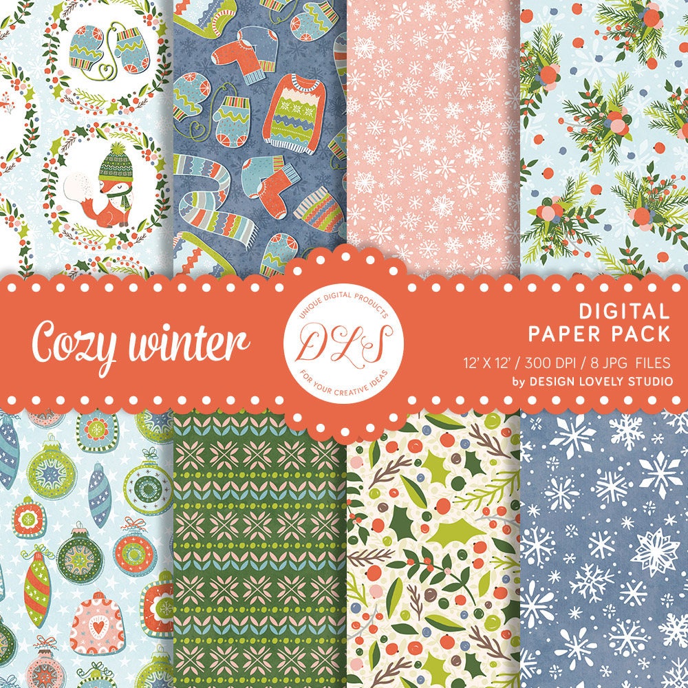 Christmas Digital Paper Winter Digital Paper Christmas | Etsy