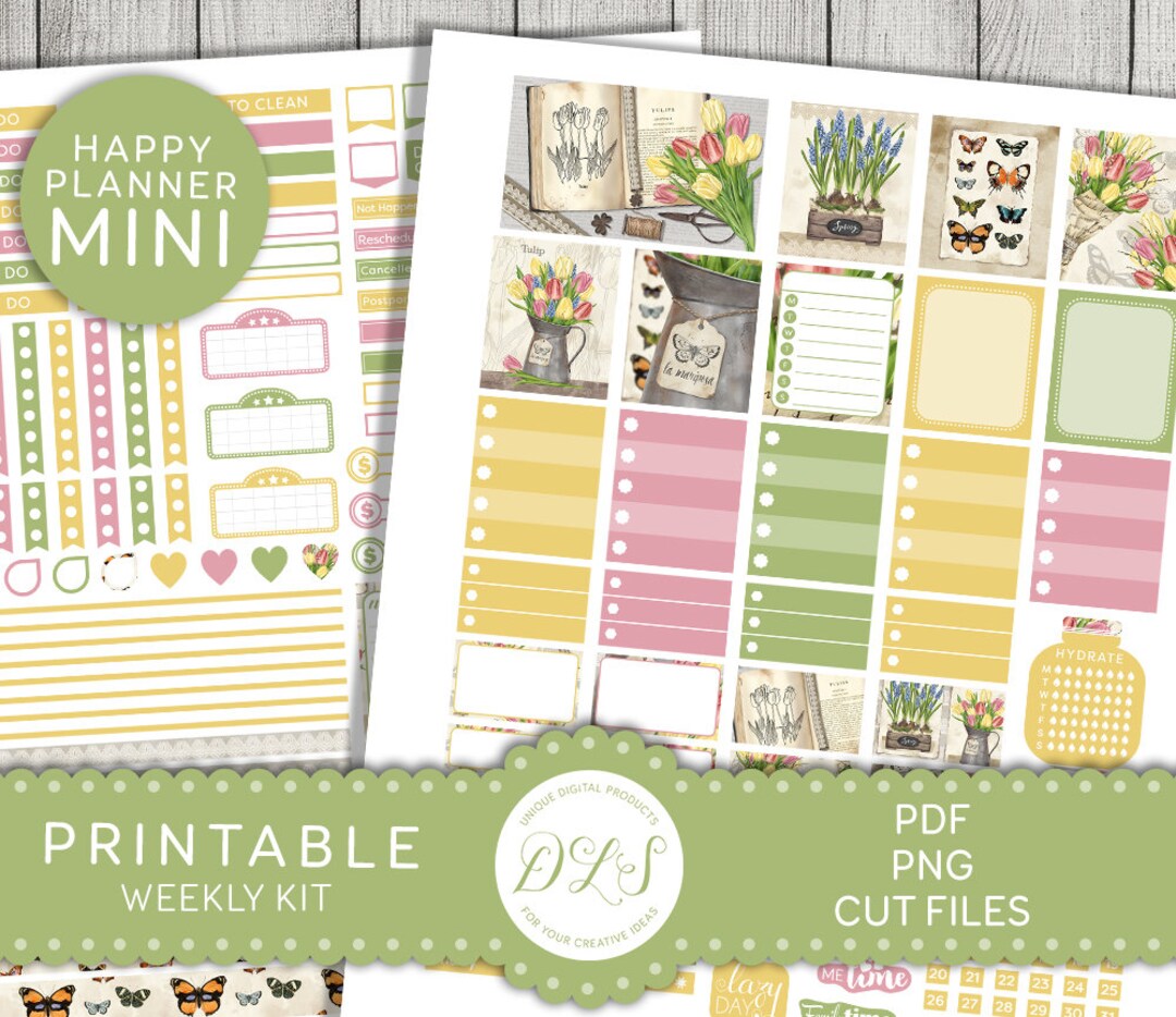 Printable SPRING Planner Stickers Kit, Mini Happy Planner Spring ...