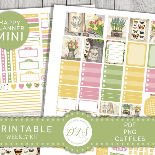 Floral Planner Stickers Kit PRINTABLE Big Happy Planner - Etsy