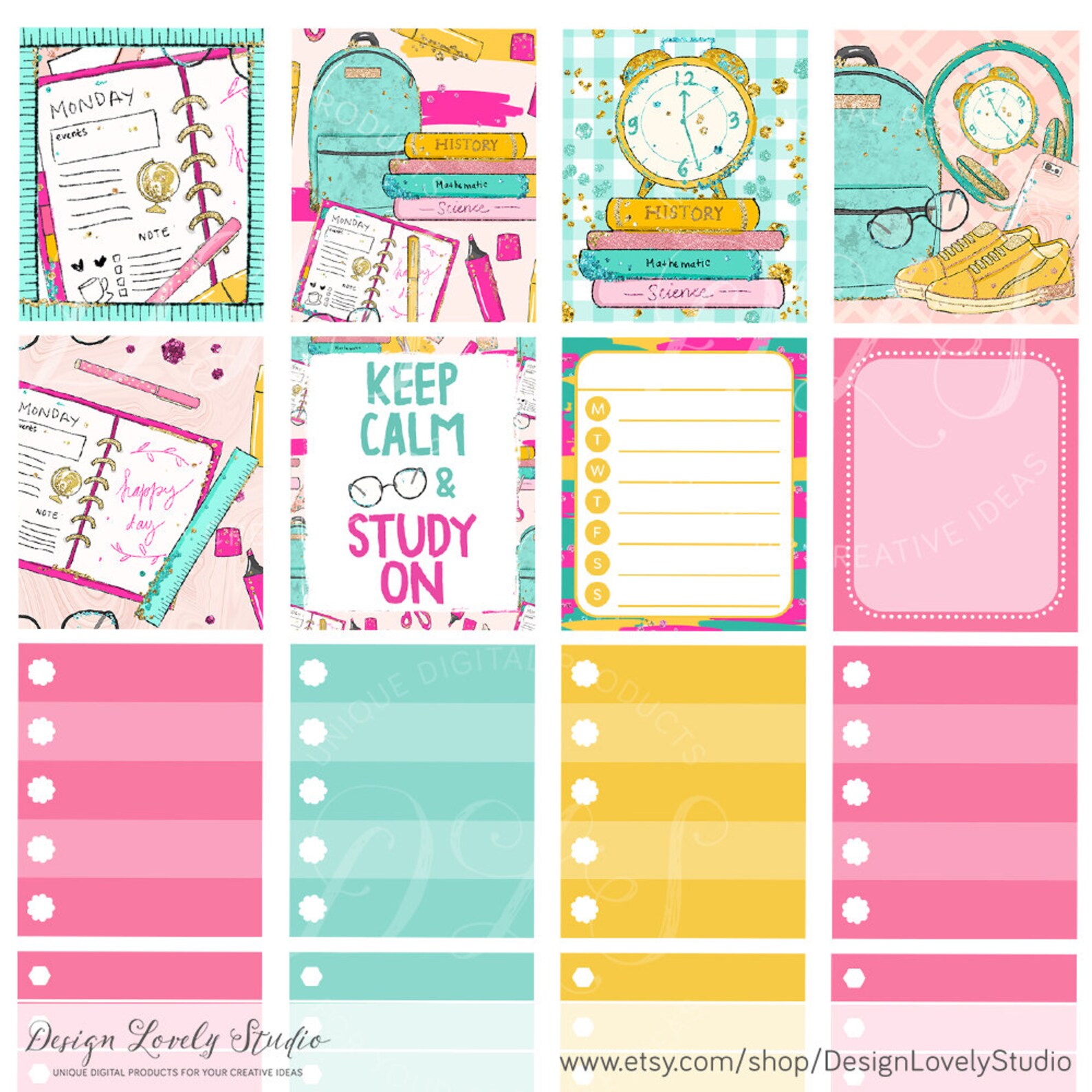 Printable BACK TO SCHOOL Planner Stickers Mini Happy Planner - Etsy
