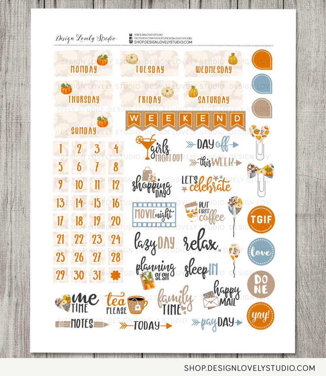Printable Big Happy Planner Stickers, October Planner Stickers, Fall ...