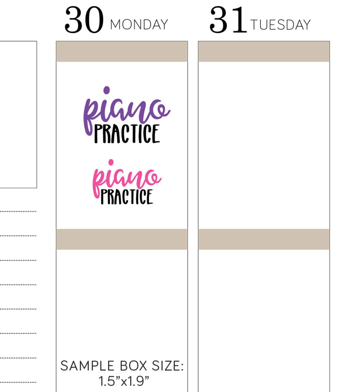 PIANO PRACTICE Planner Stickers Piano Lesson Reminder - Etsy