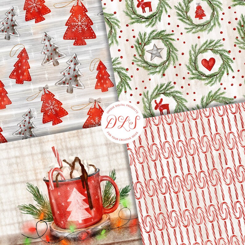 CHRISTMAS Digital Paper Pack Christmas Scrapbook Paper - Etsy