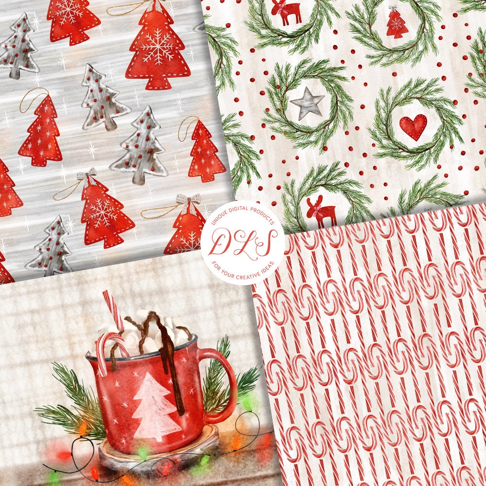 CHRISTMAS Digital Paper Pack Christmas Scrapbook Paper | Etsy