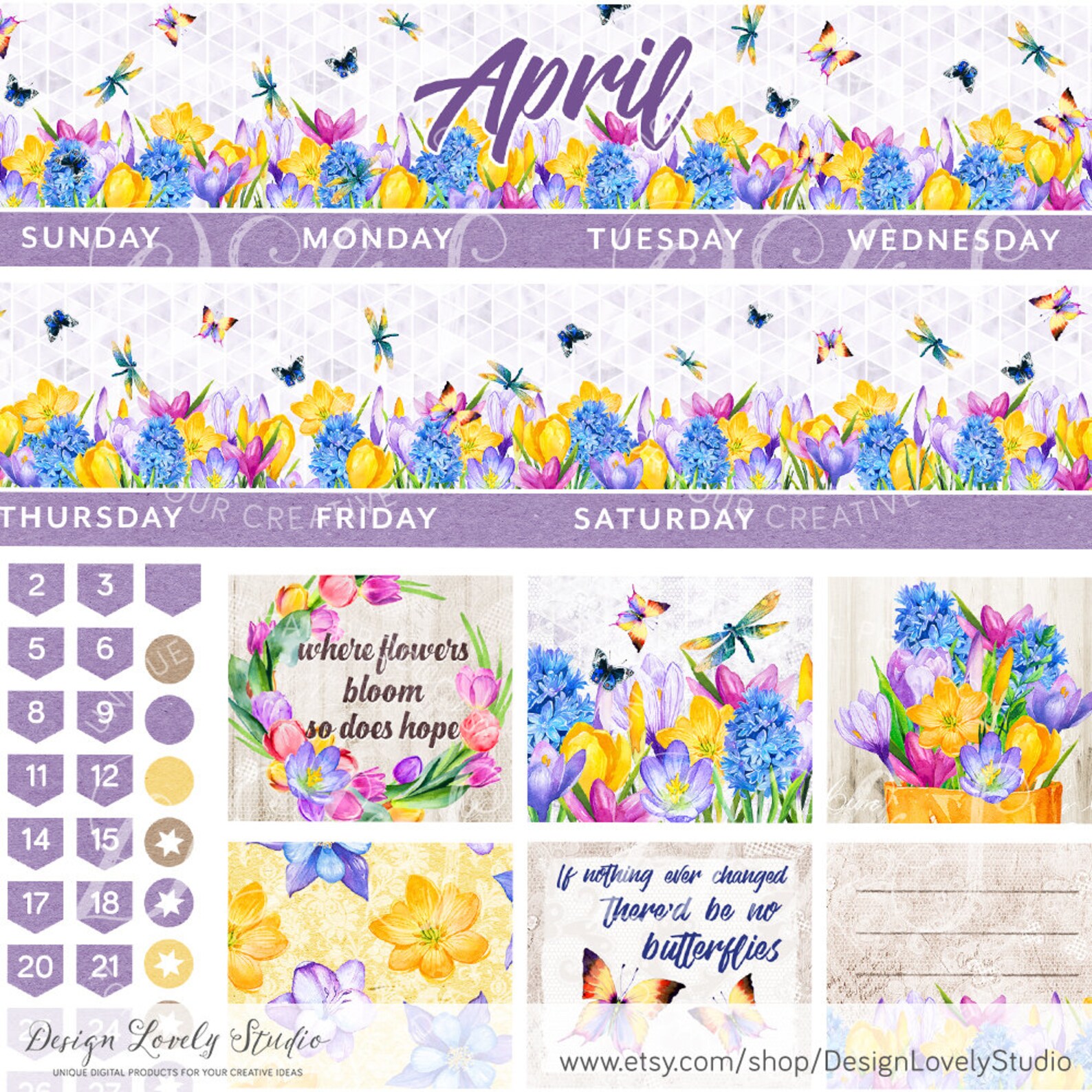 Printable APRIL Planner Stickers April Monthly Stickers Kit - Etsy