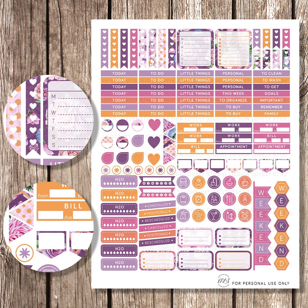 Horizontal Planner Stickers Kit ECLP Horizontal Printable | Etsy