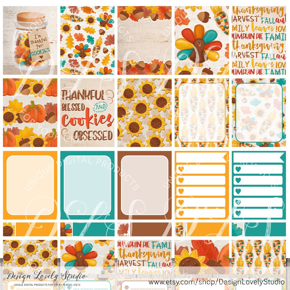 Thanksgiving Planner Stickers, ECLP Thanksgiving Weekly Kit ...