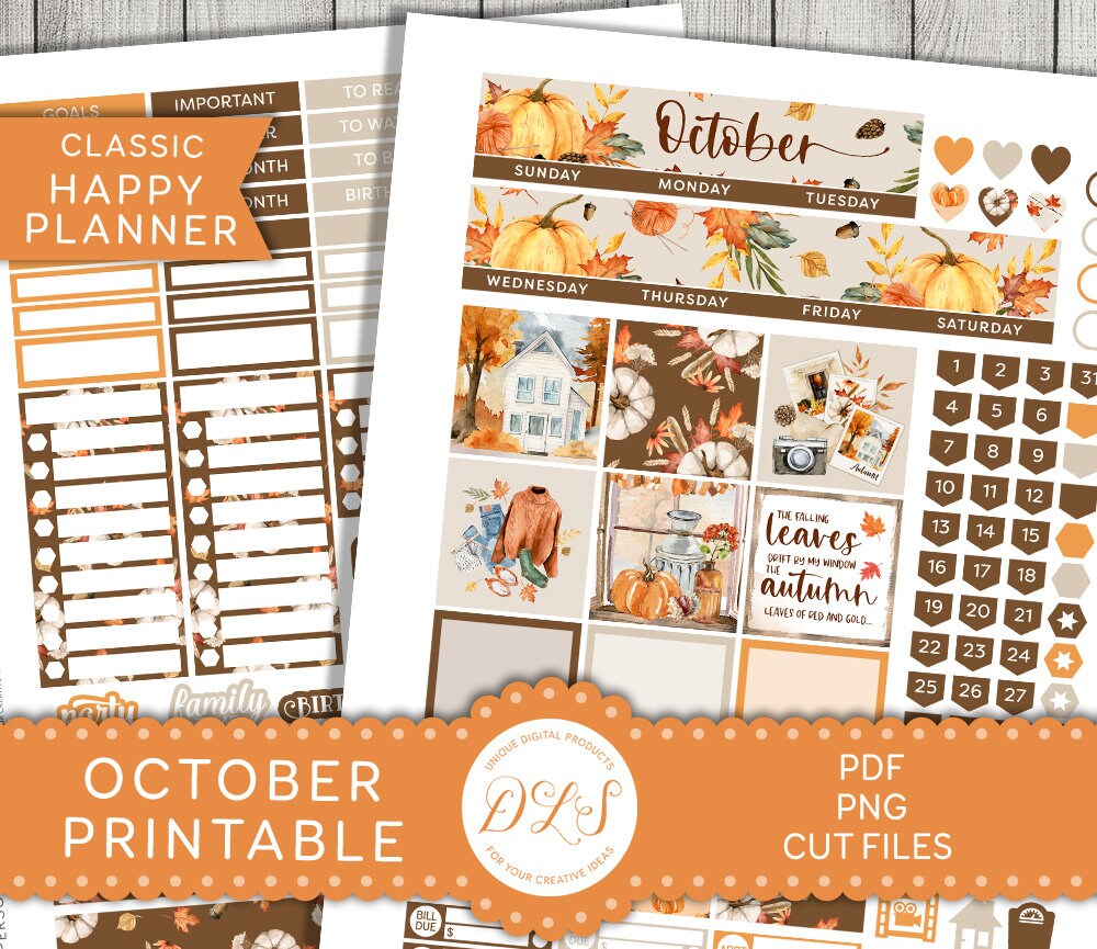 OCTOBER Planner Stickers Printable Happy Planner Stickers - Etsy