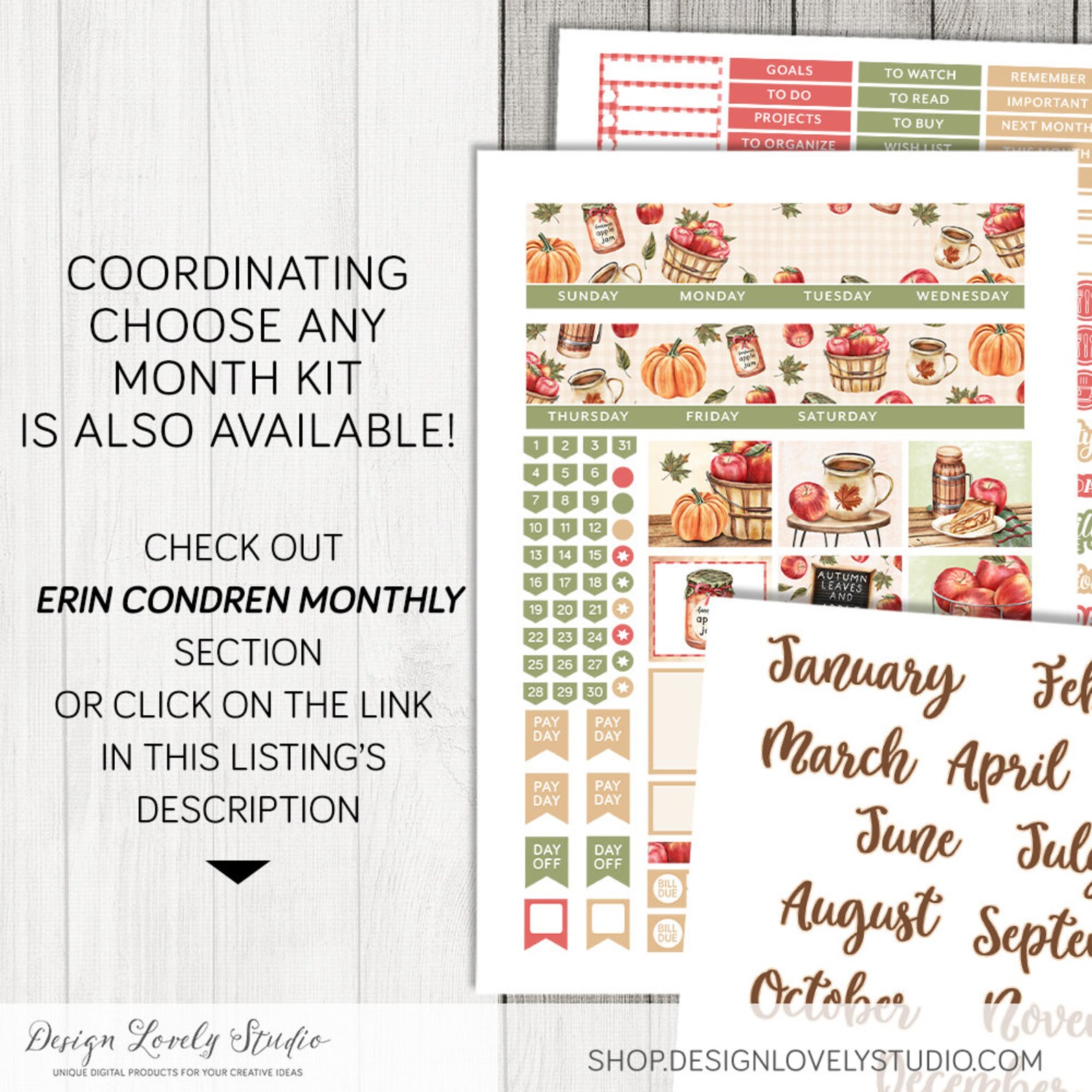 Printable Erin Condren Notes Page Stickers Fall Planner | Etsy