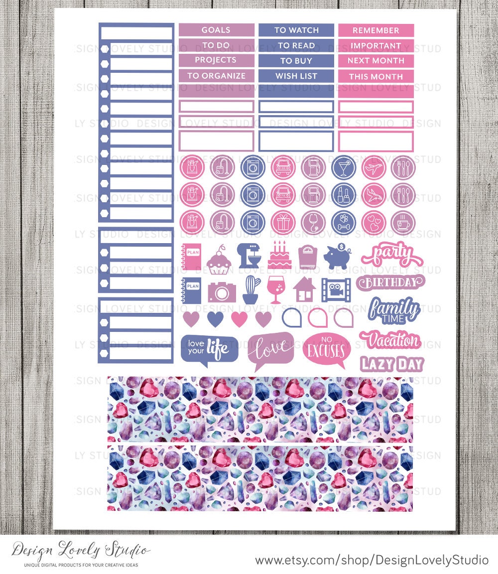Printable Monthly Planner Stickers Erin Condren Monthly Kit | Etsy