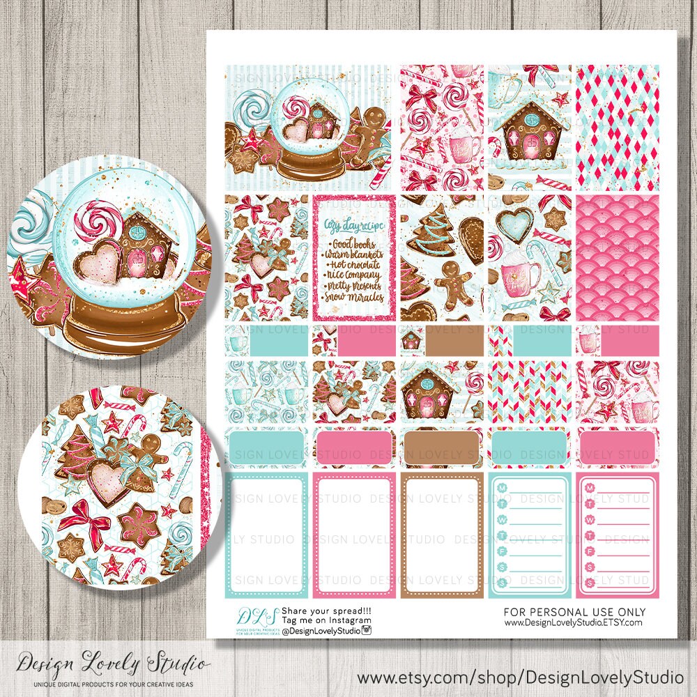 Printable CHRISTMAS Planner Stickers Kit, Happy Planner Christmas ...