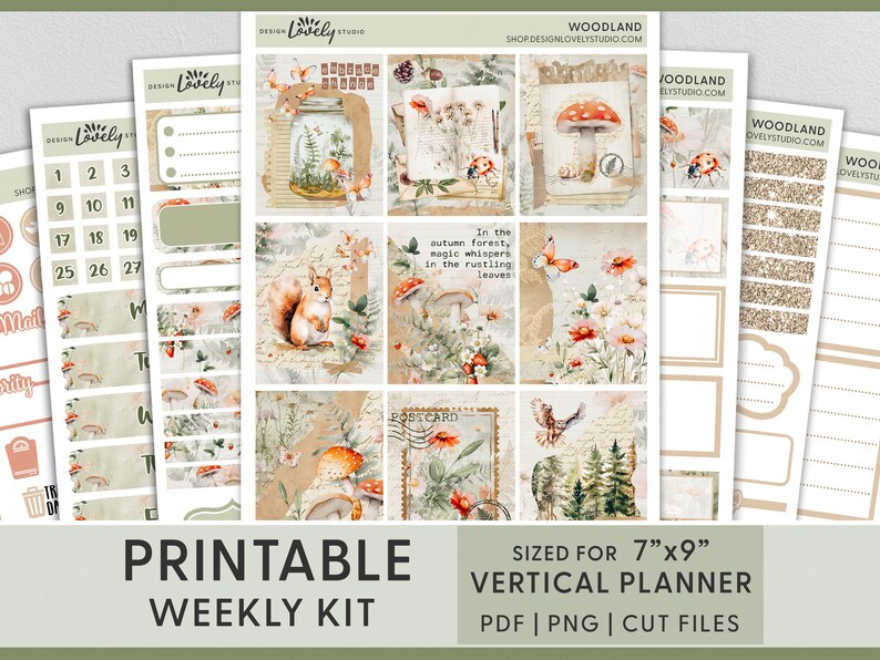 Autumn Woodland Printable Planner Stickers, Fall Stickers, Vertical ...