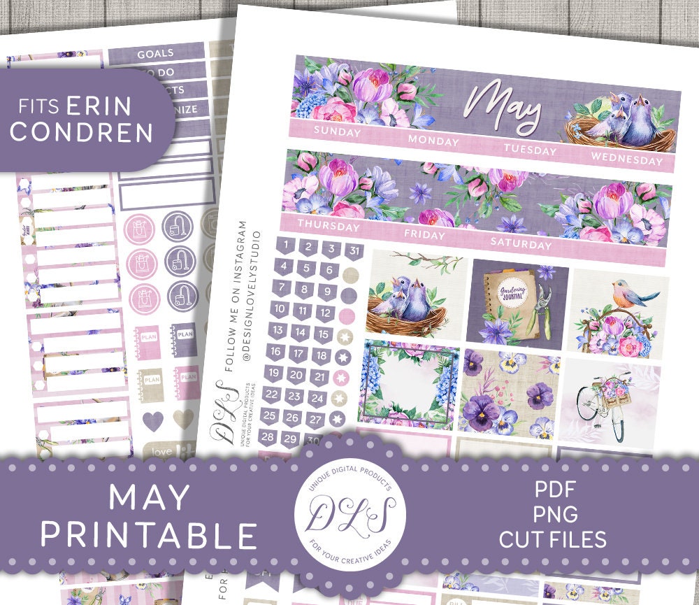 May Planner Stickers May Monthly Printable Stickers Erin - Etsy UK