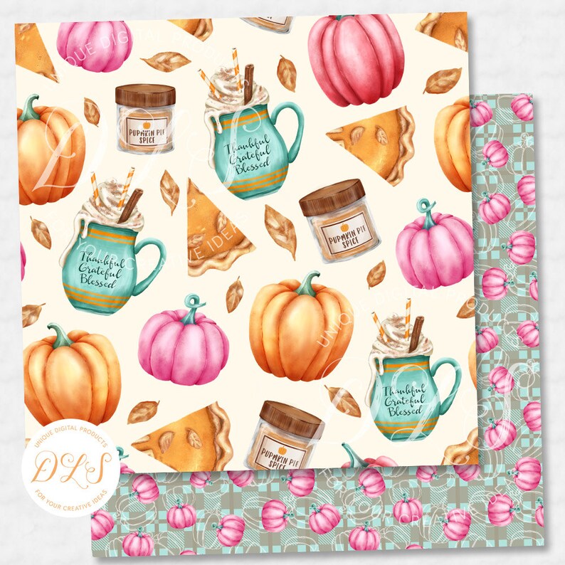 THANKSGIVING Digital Paper, Pumpkin Pie Digital Paper, Thanksgiving ...
