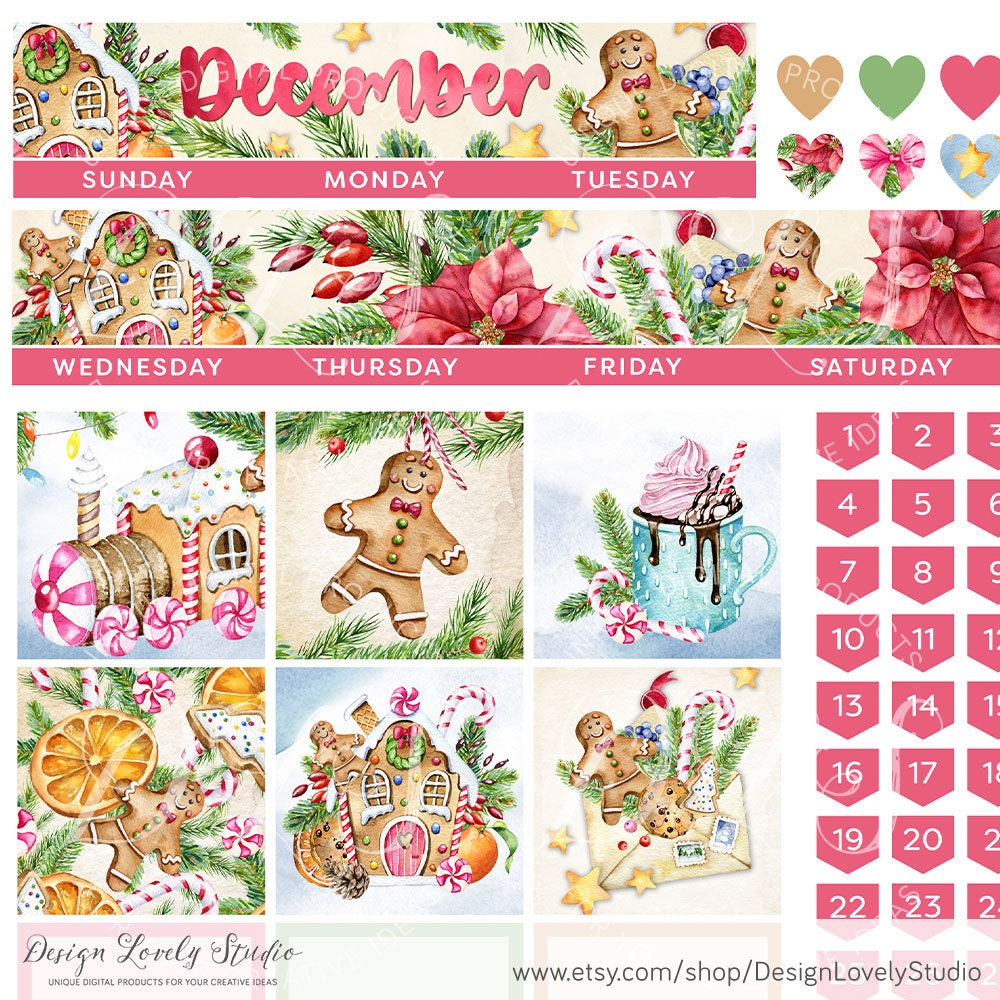 DECEMBER Planner Stickers Happy Planner Printable Stickers - Etsy