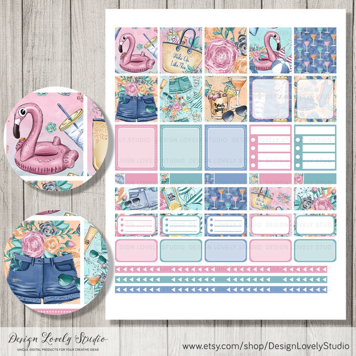 PRINTABLE Summer Planner Stickers Beach Day Planner Stickers | Etsy