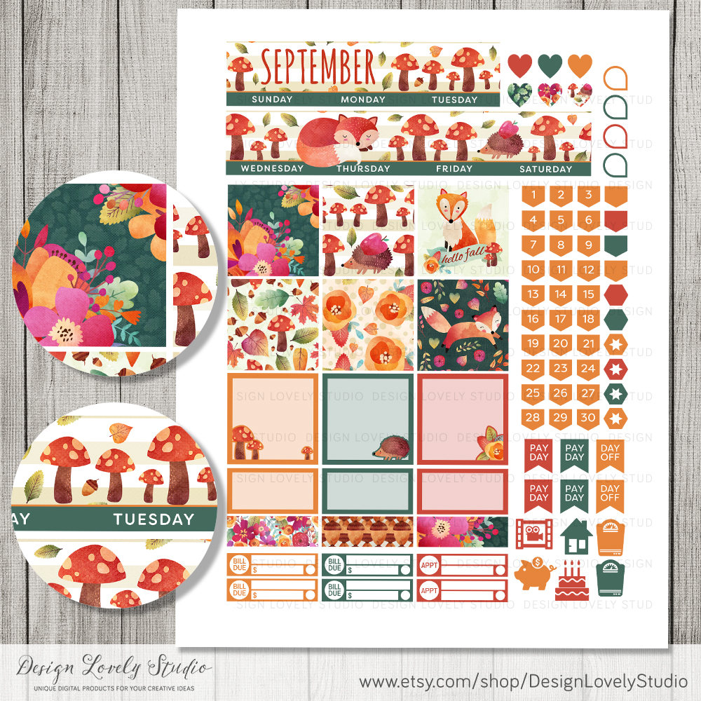 Happy Planner September Stickers September Monthly Planner - Etsy