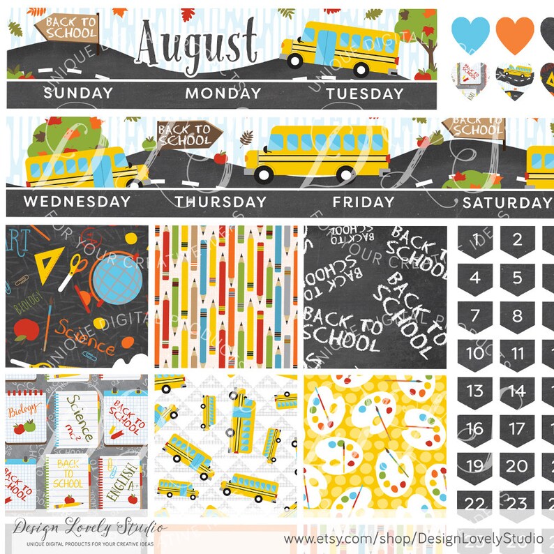 Big Happy Planner August Monthly Kit Back to School Monthly - Etsy
