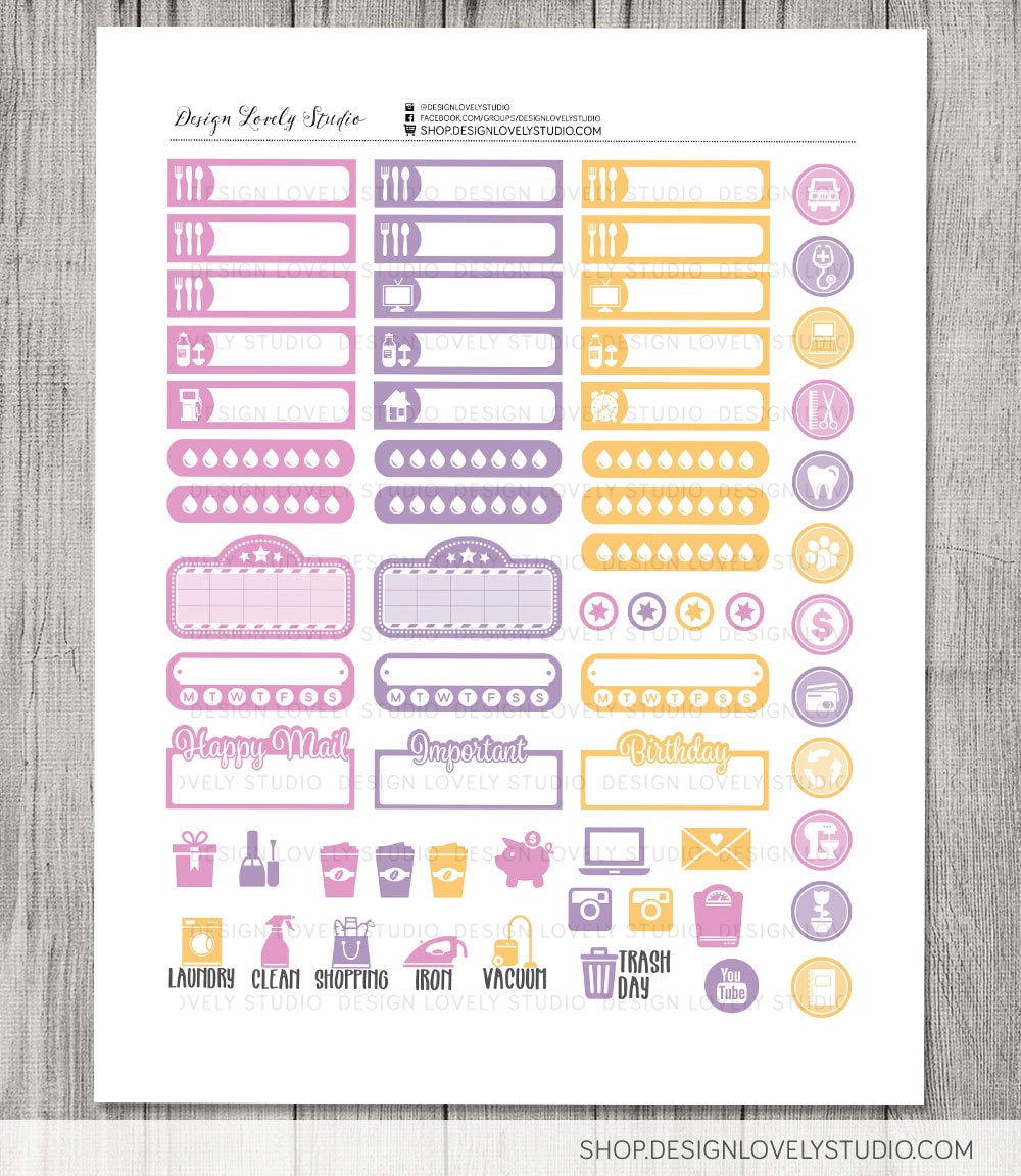 PRINTABLE Birthday Planner Stickers Kit Big Happy Planner - Etsy