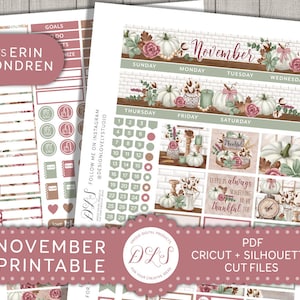 Printable November Monthly Kit, November Planner Stickers Kit ...