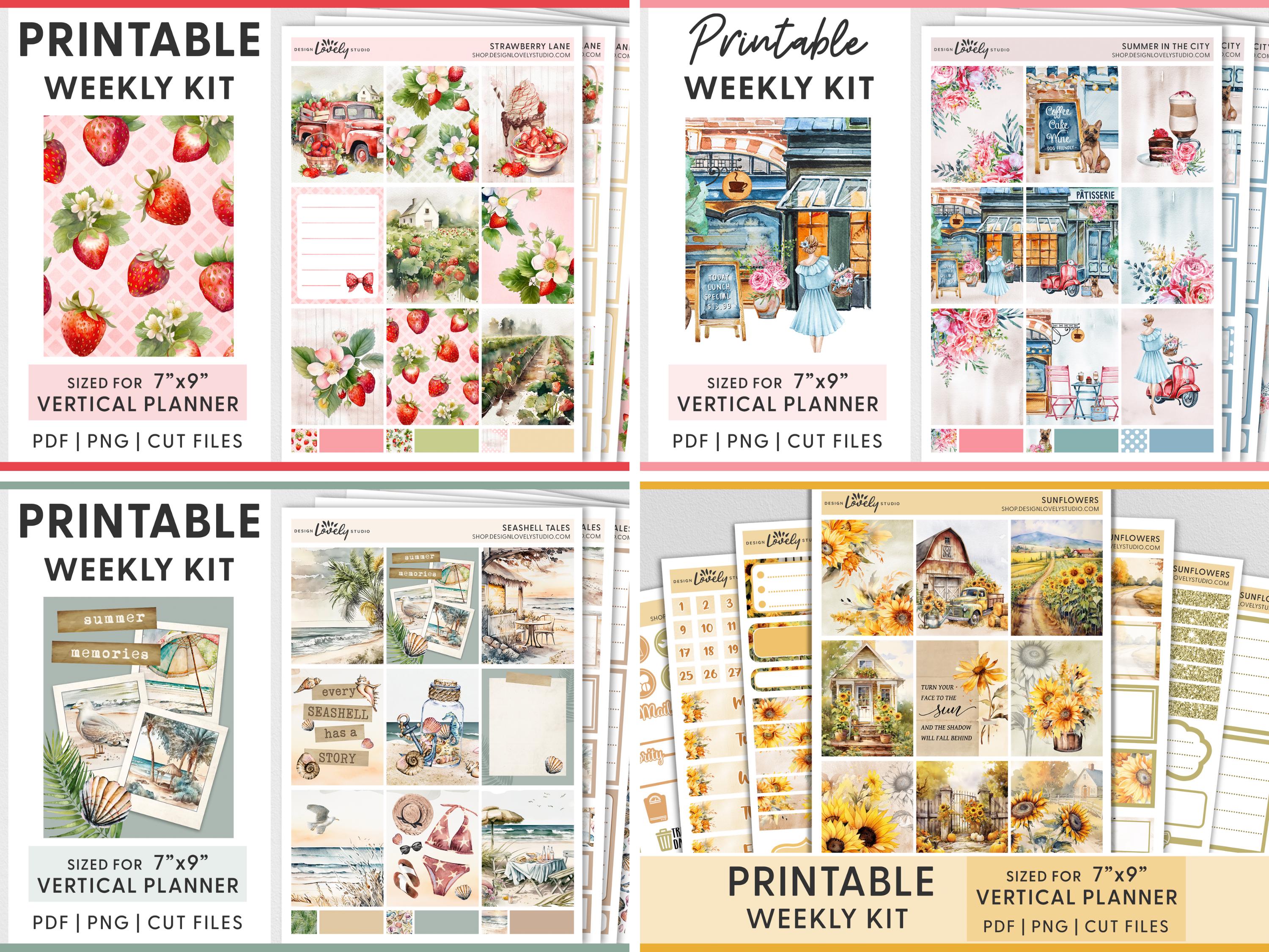 12 in 1 - Printable Weekly Stickers Bundle, Vertical Sticker Kit ...