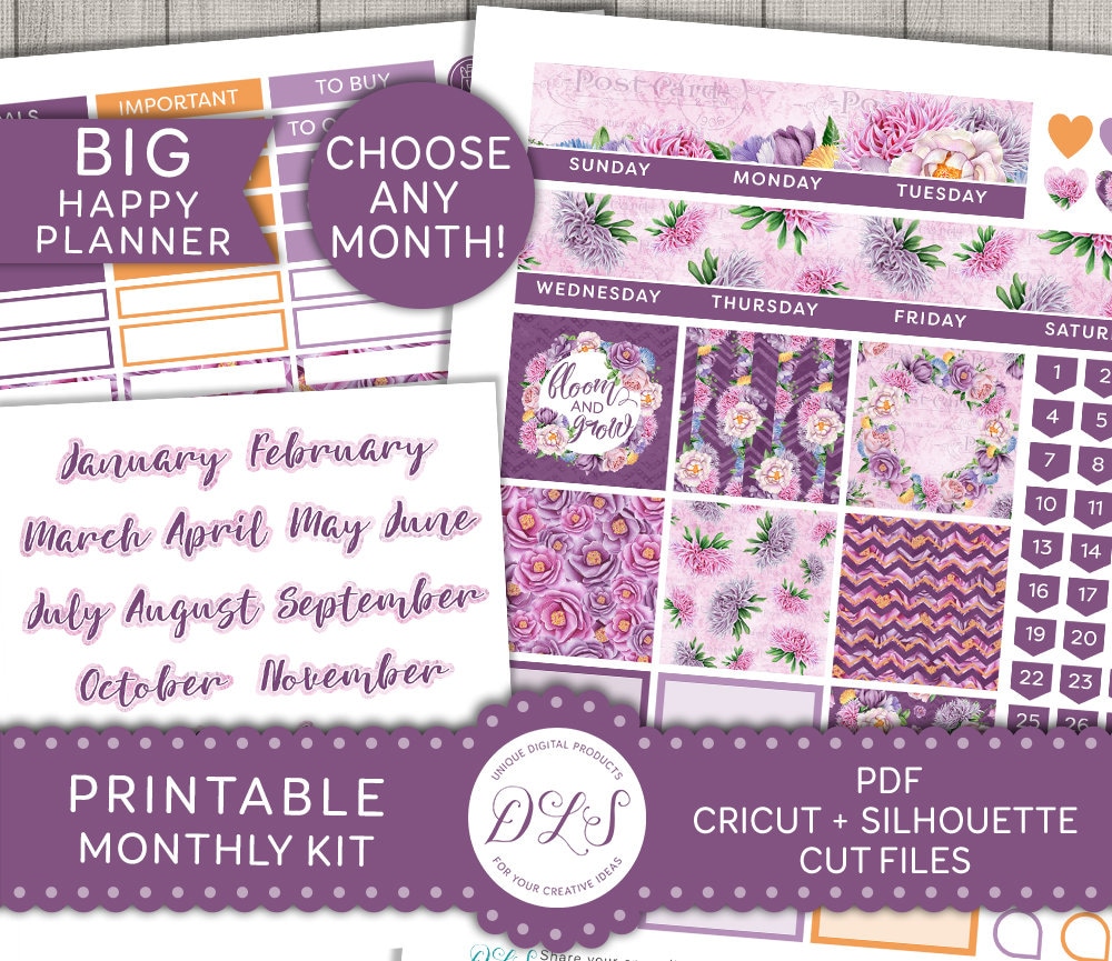 Big Happy Planner Monthly Kit Printable Big Happy Planner - Etsy