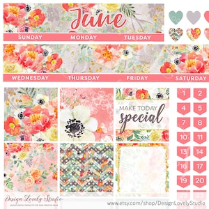 Printable JUNE Stickers Kit, Happy Planner JUNE Monthly Stickers Kit ...