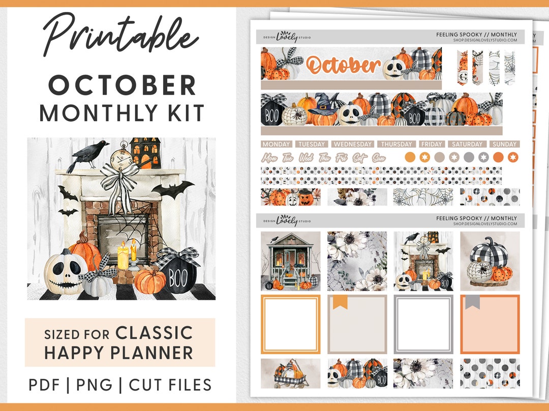 October Planner Stickers, Happy Planner Monthly Sticker Kit, Halloween ...