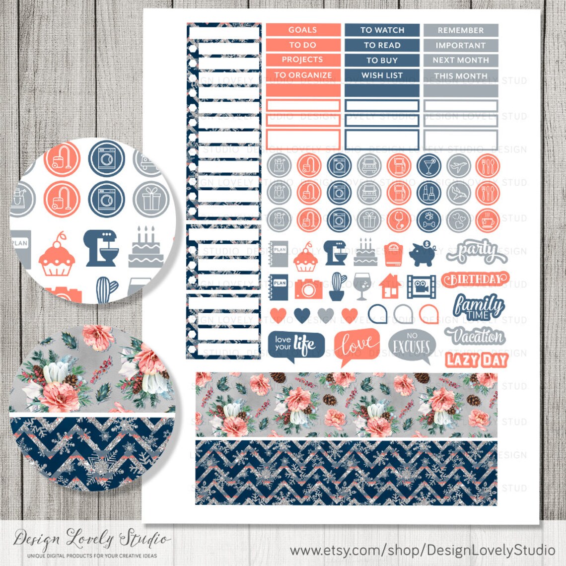 Printable Monthly Planner Stickers Printable Winter Planner | Etsy
