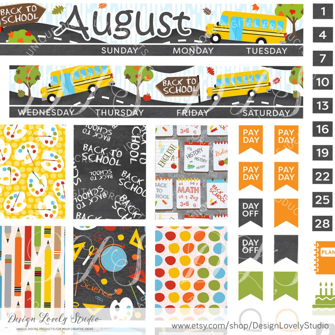 Back to School Planner Stickers, Mini Happy Planner Stickers Kit, Back ...