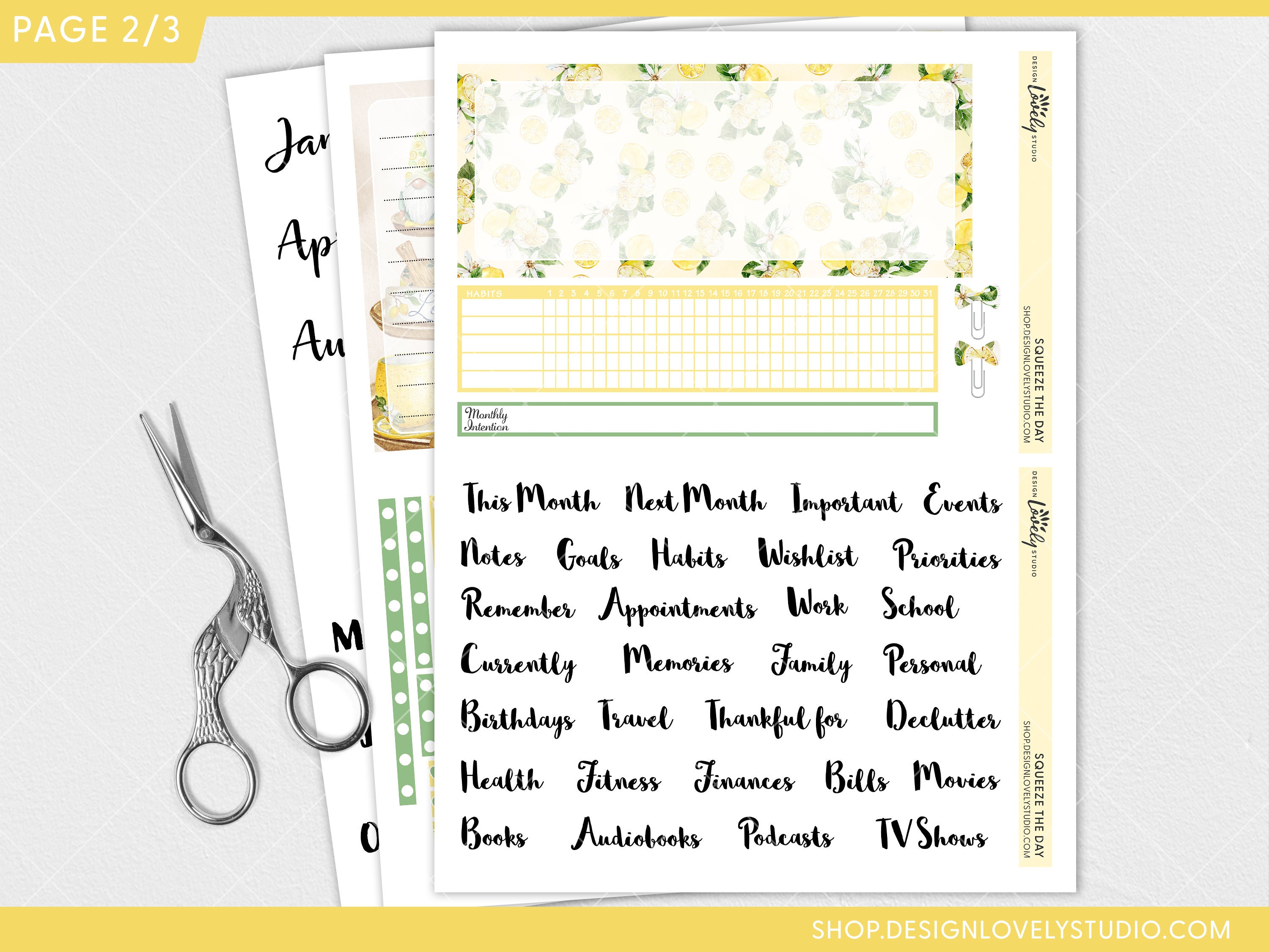 Notes Page Sticker Kit Printable Planner Stickers Monthly - Etsy