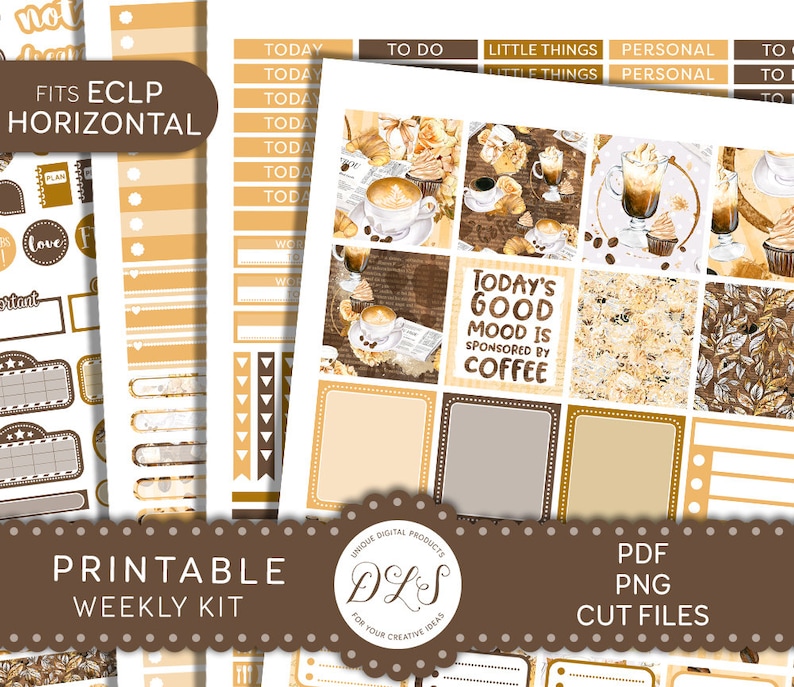 Printable COFFEE Planner Stickers Coffee Time Weekly Stickers | Etsy