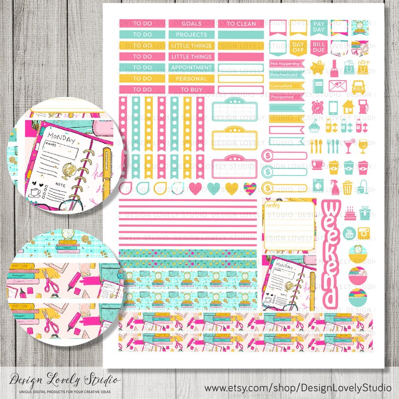Printable BACK TO SCHOOL Planner Stickers Mini Happy Planner - Etsy