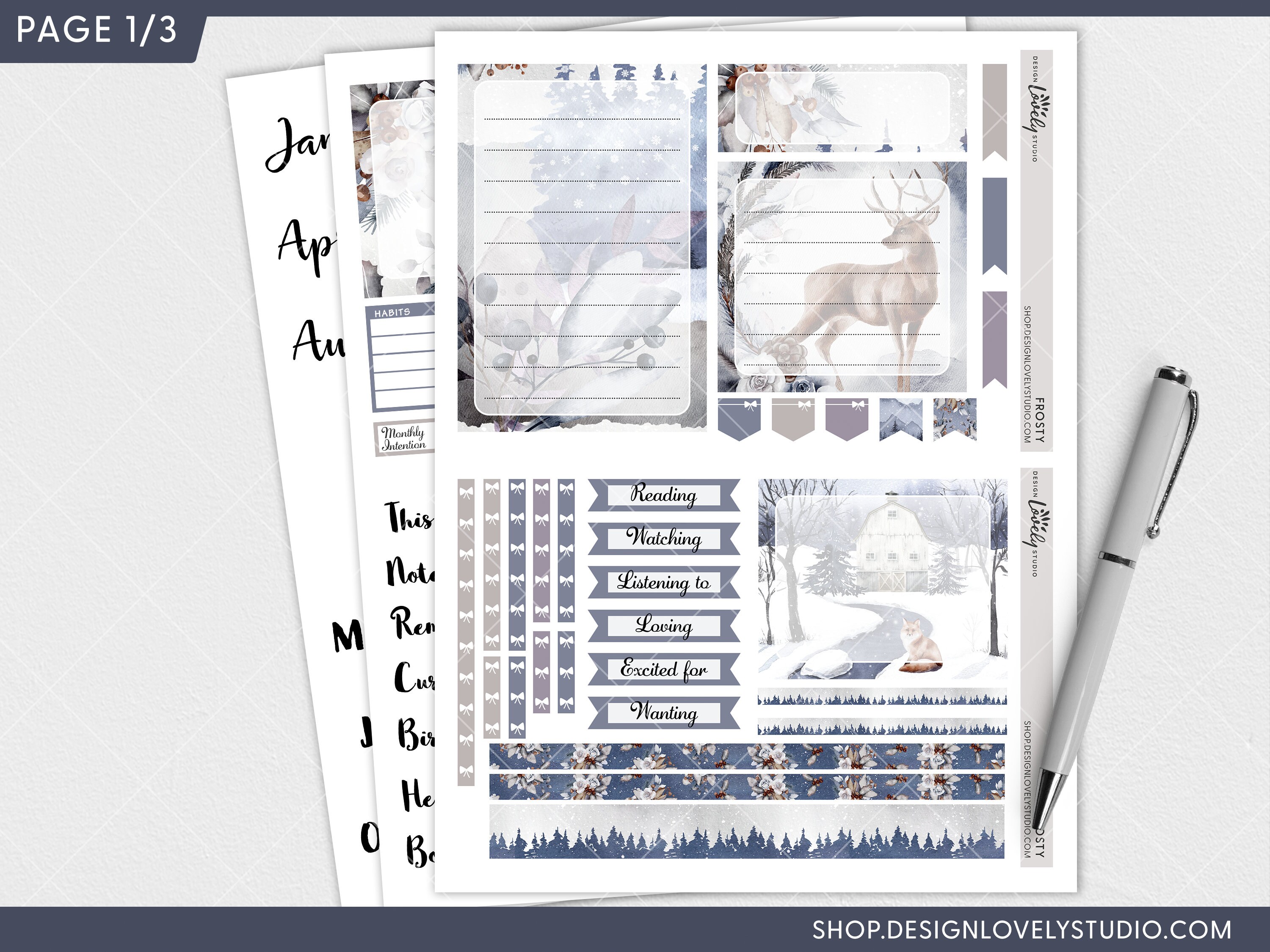 January Notes Page Kit Printable Planner Stickers Monthly - Etsy