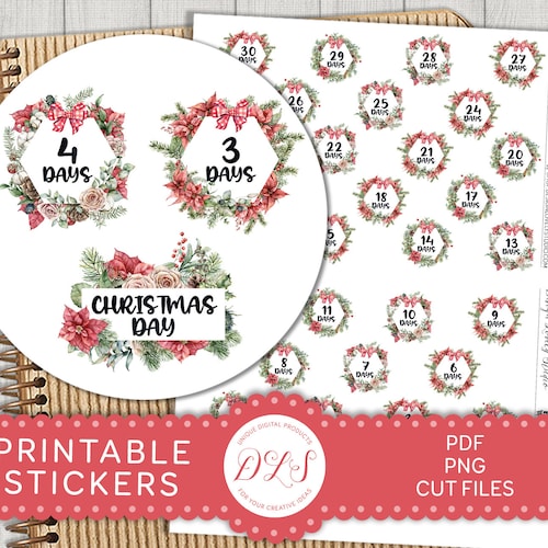 Printable CHRISTMAS COUNTDOWN Planner Stickers Christmas - Etsy