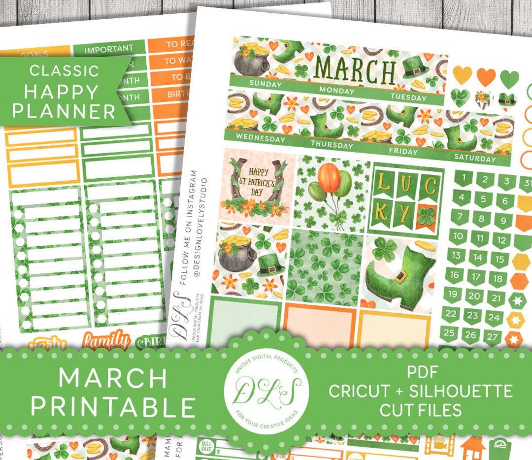 Happy Planner March Monthly Kit, Happy Planner March Stickers ...