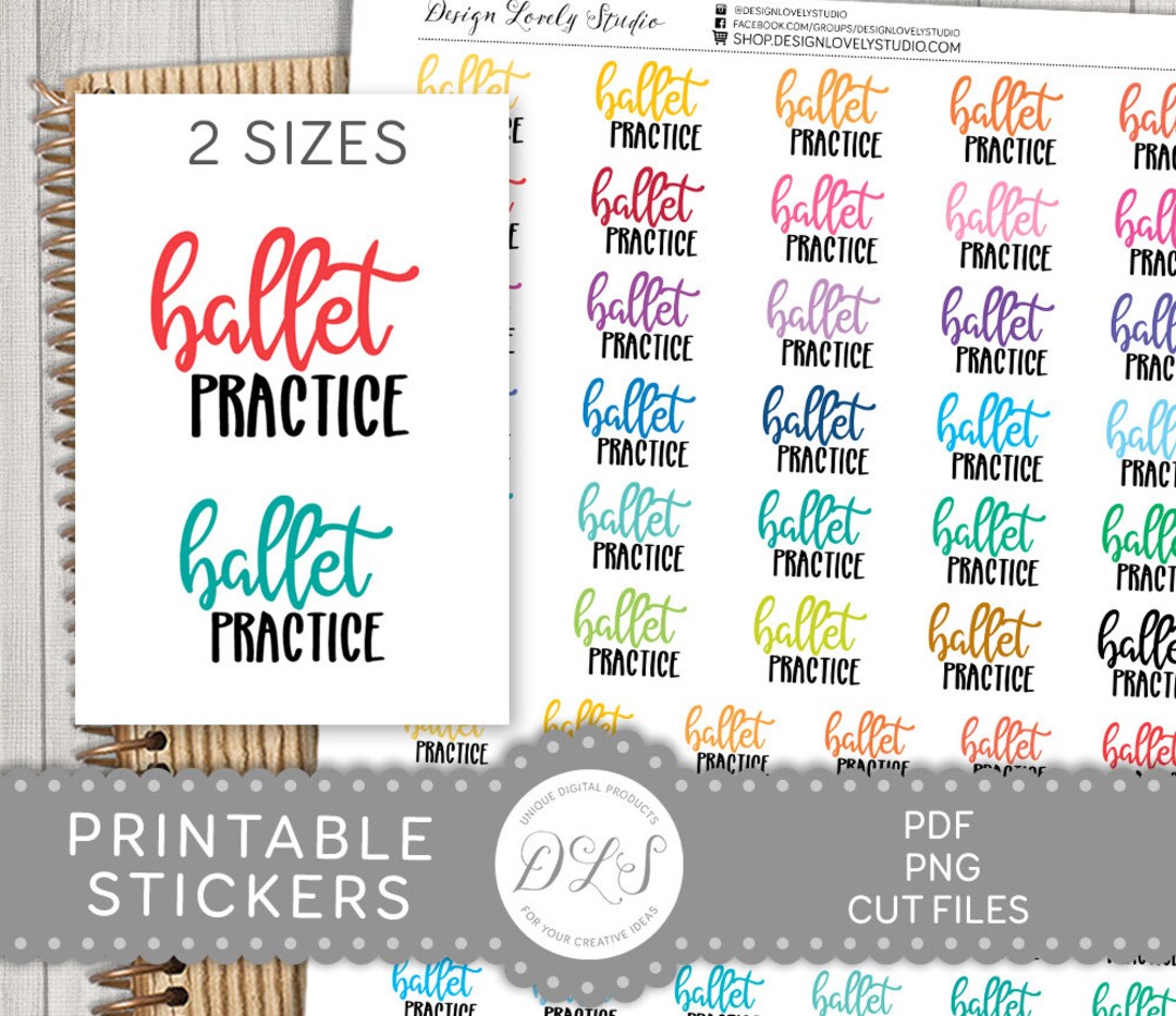 BALLET PRACTICE Planner Stickers, Ballet Lesson Stickers, Ballerina ...