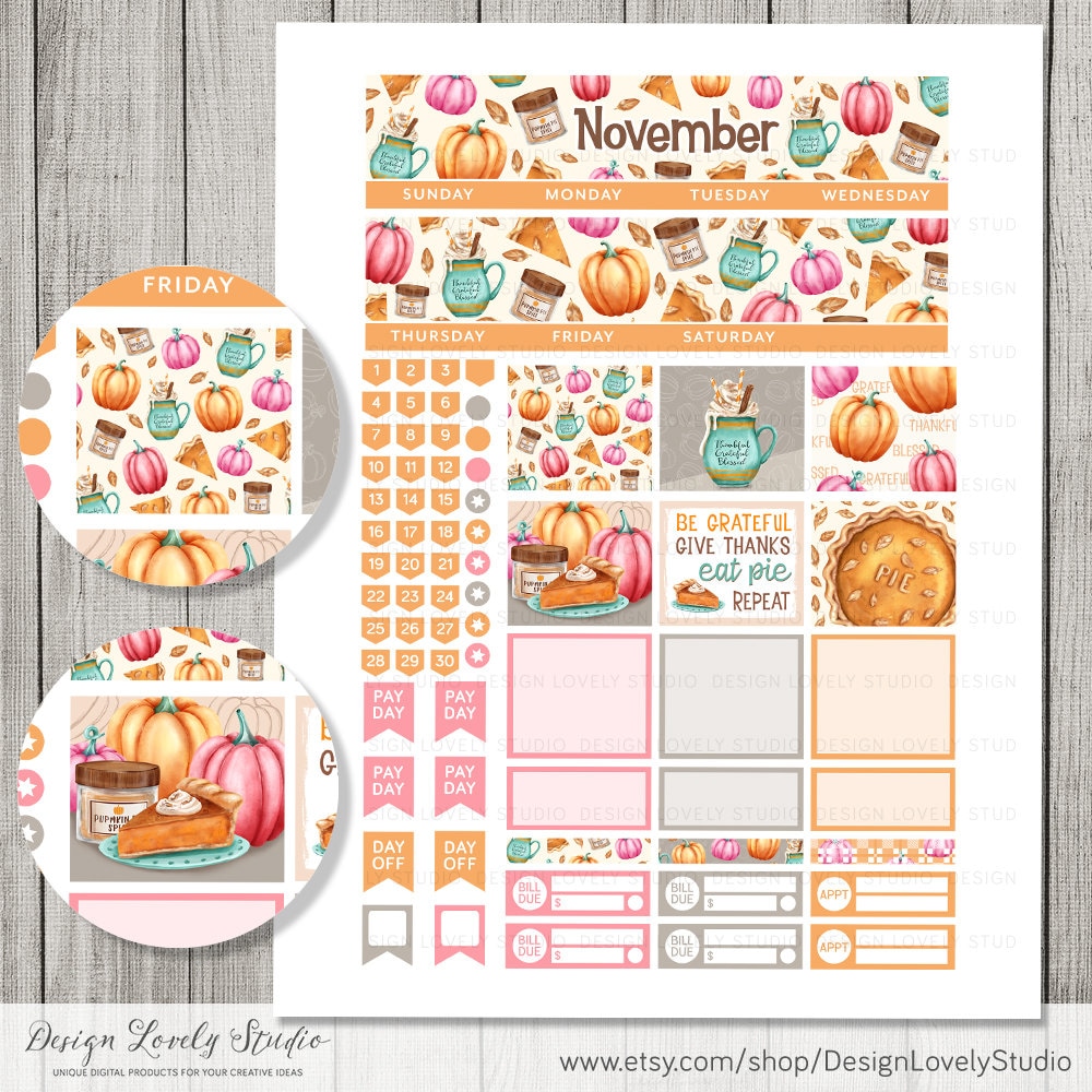 Printable NOVEMBER Monthly Kit for Erin Condren Life Planner - Etsy