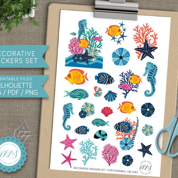Printable Fish Stickers - Etsy