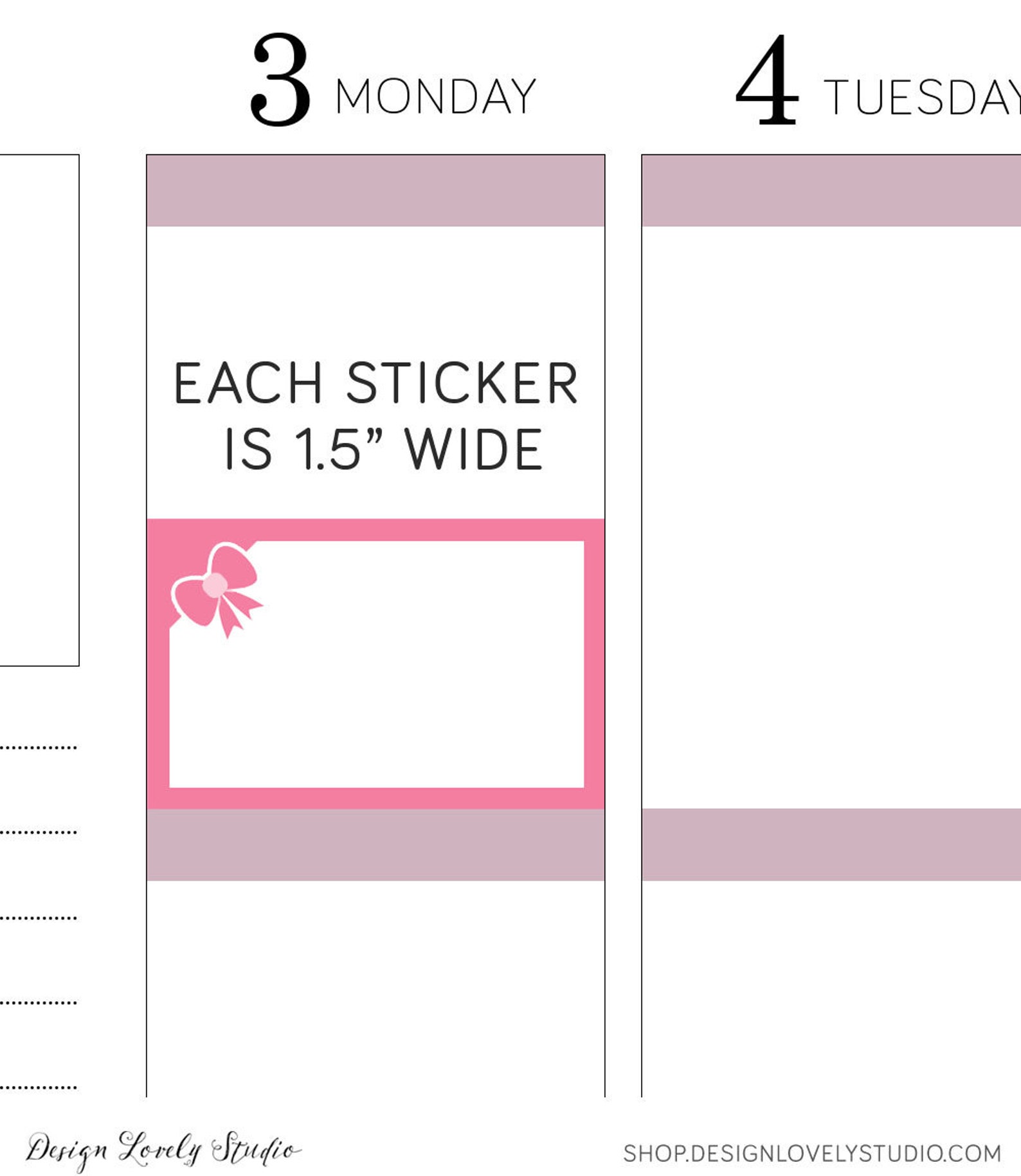 Bow Stickers for Planners, Printable Half Box Stickers, Printable Bow ...