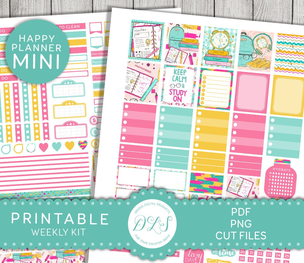 Printable BACK TO SCHOOL Planner Stickers Mini Happy Planner | Etsy