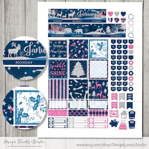 Printable January Monthly Planner Stickers, Happy Planner January ...