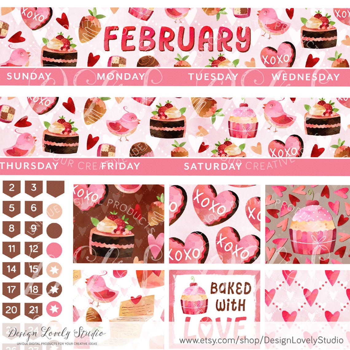 Printable FEBRUARY Planner Stickers Valentines Day Planner | Etsy